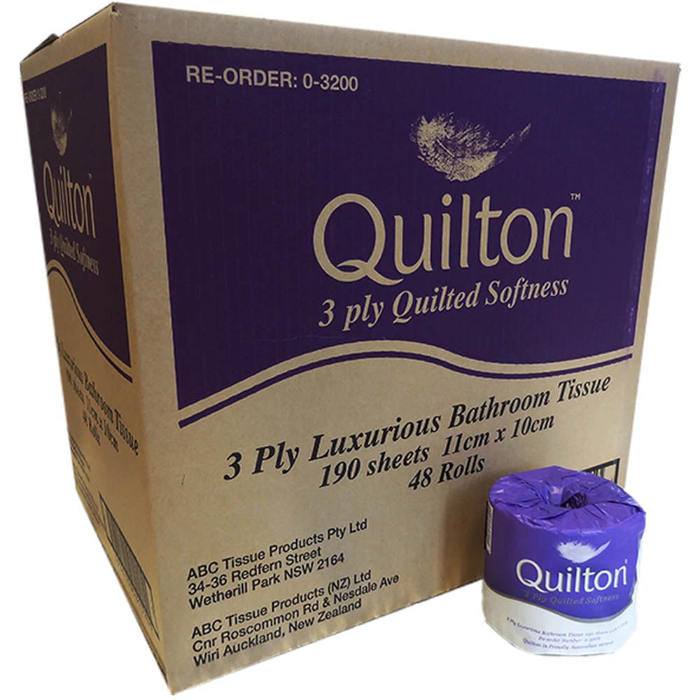 Quilton 3 Ply 190 Sheet Toilet Paper - Carton 48 Rolls