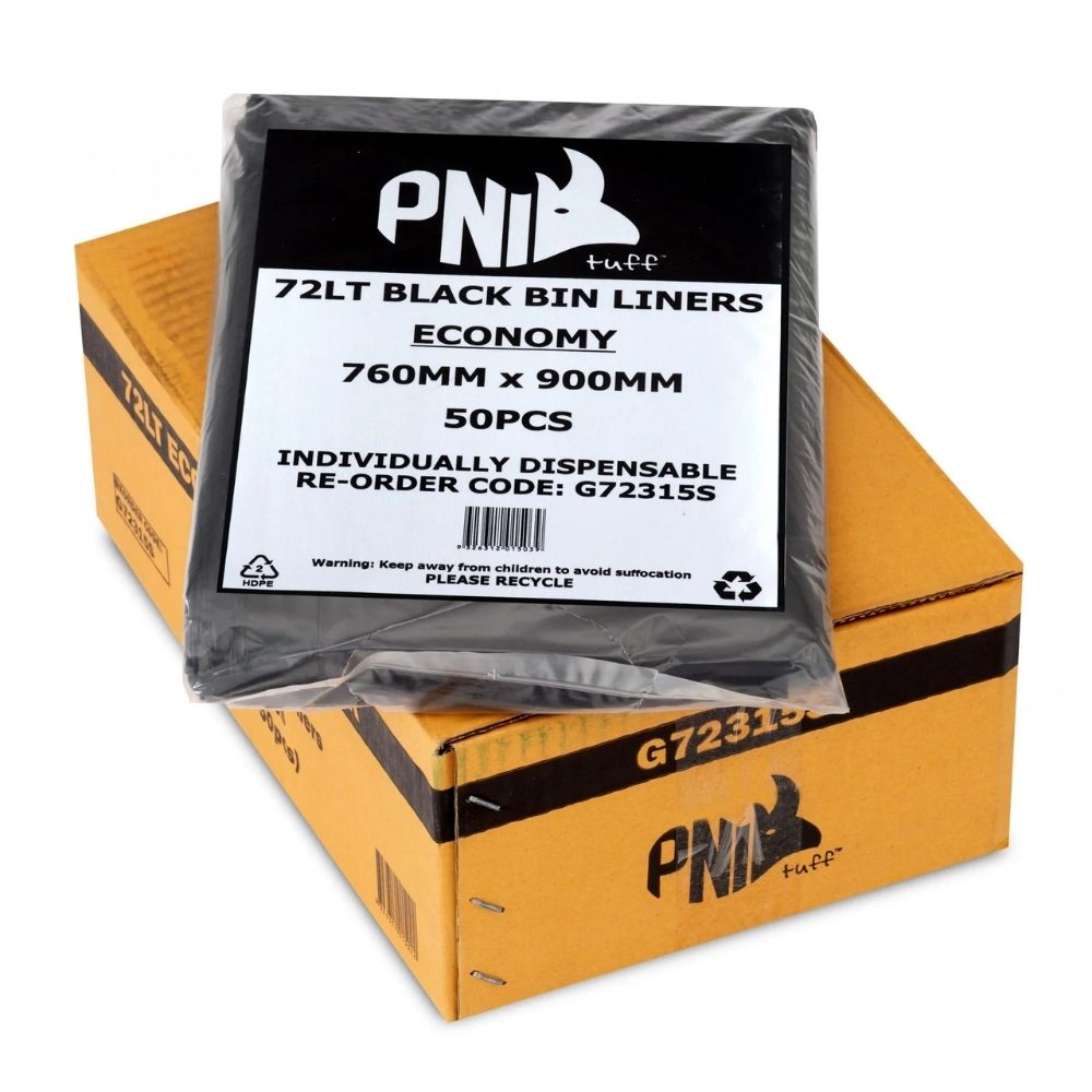 PNI Tuff HD Black Bin Liners – Heavy Duty Commercial Garbage Bags