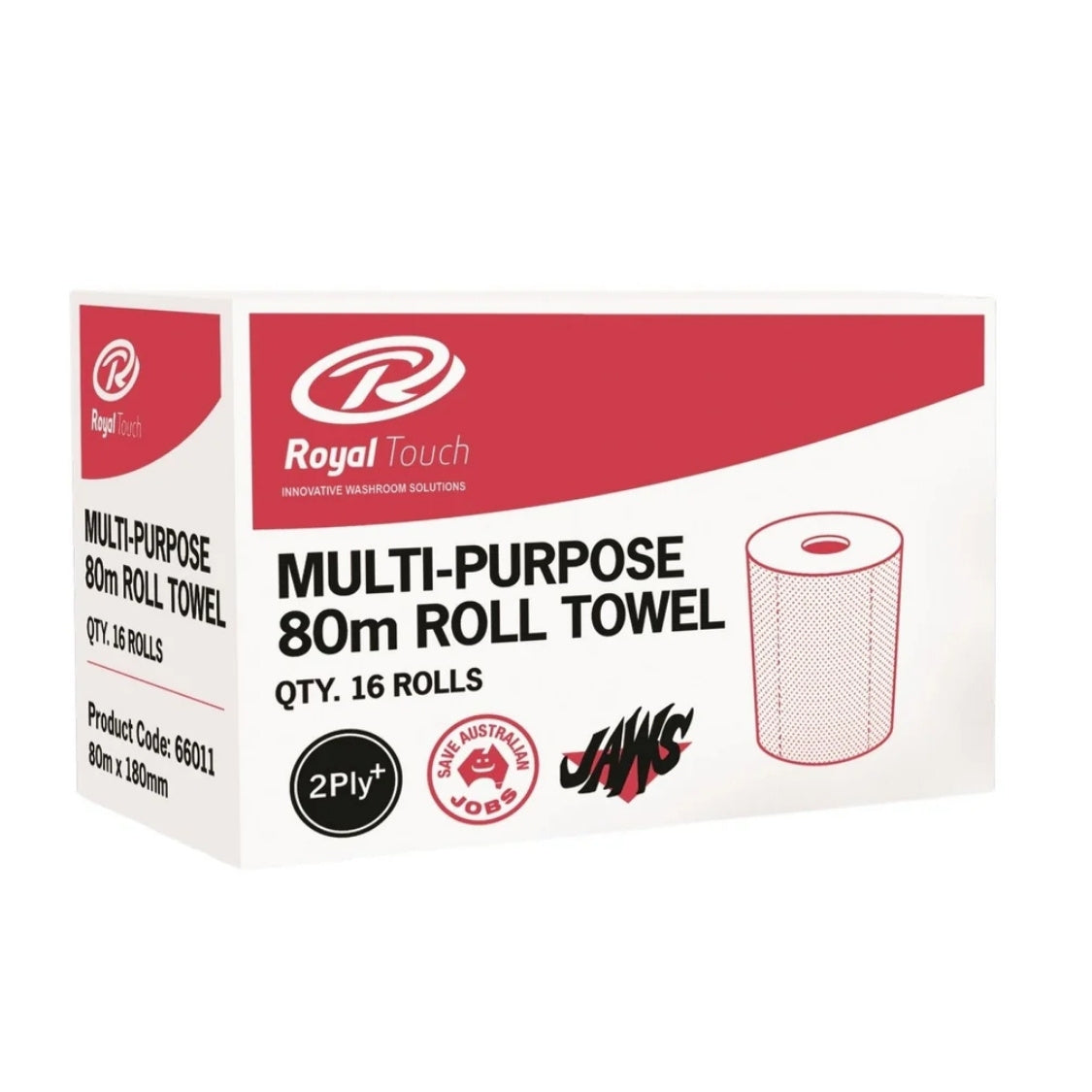 Royal Touch 66011P Perforated 2-Ply Hand Towel Roll – 80m